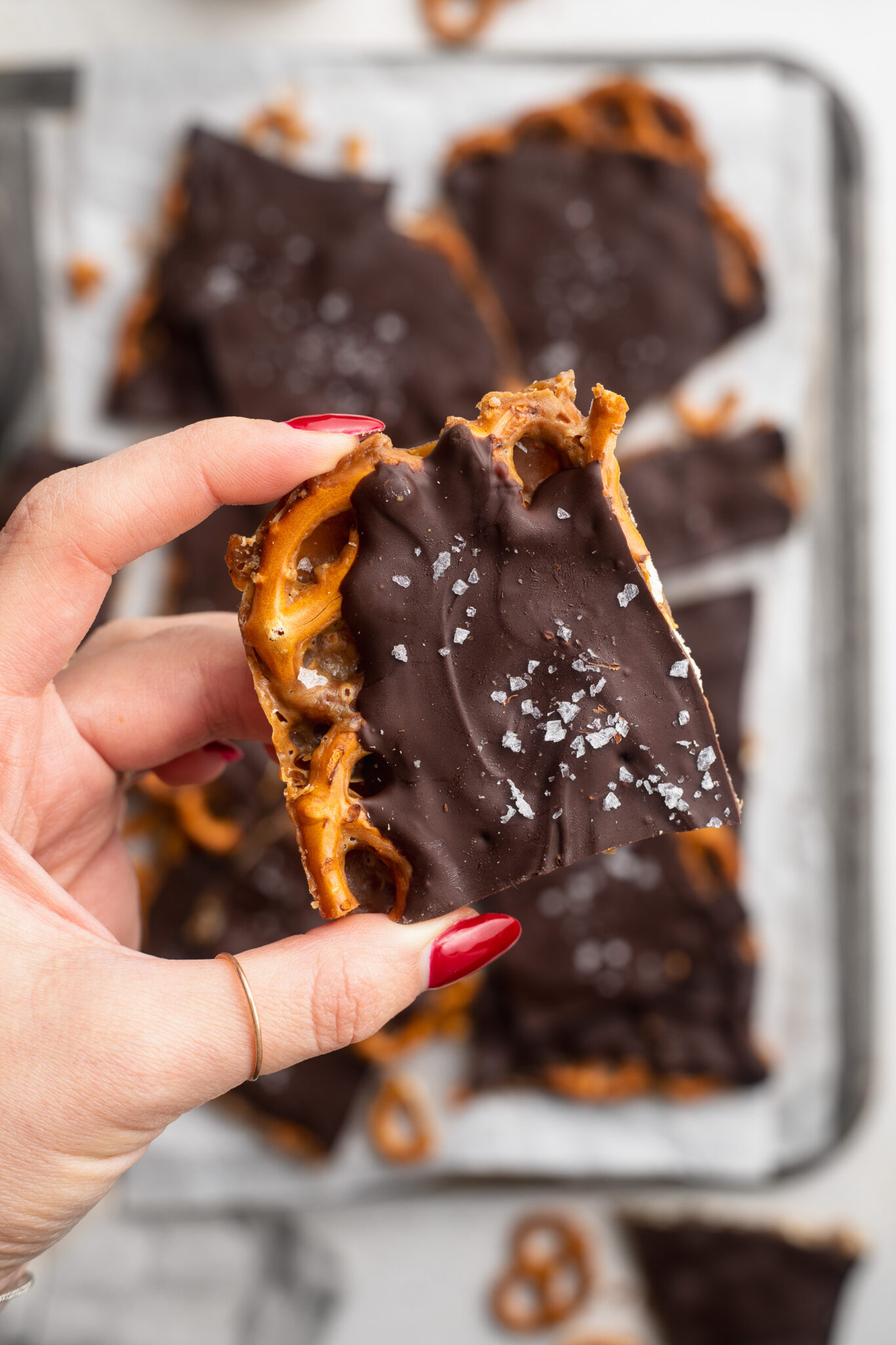 4-Ingredient Chocolate Toffee Pretzel Bark