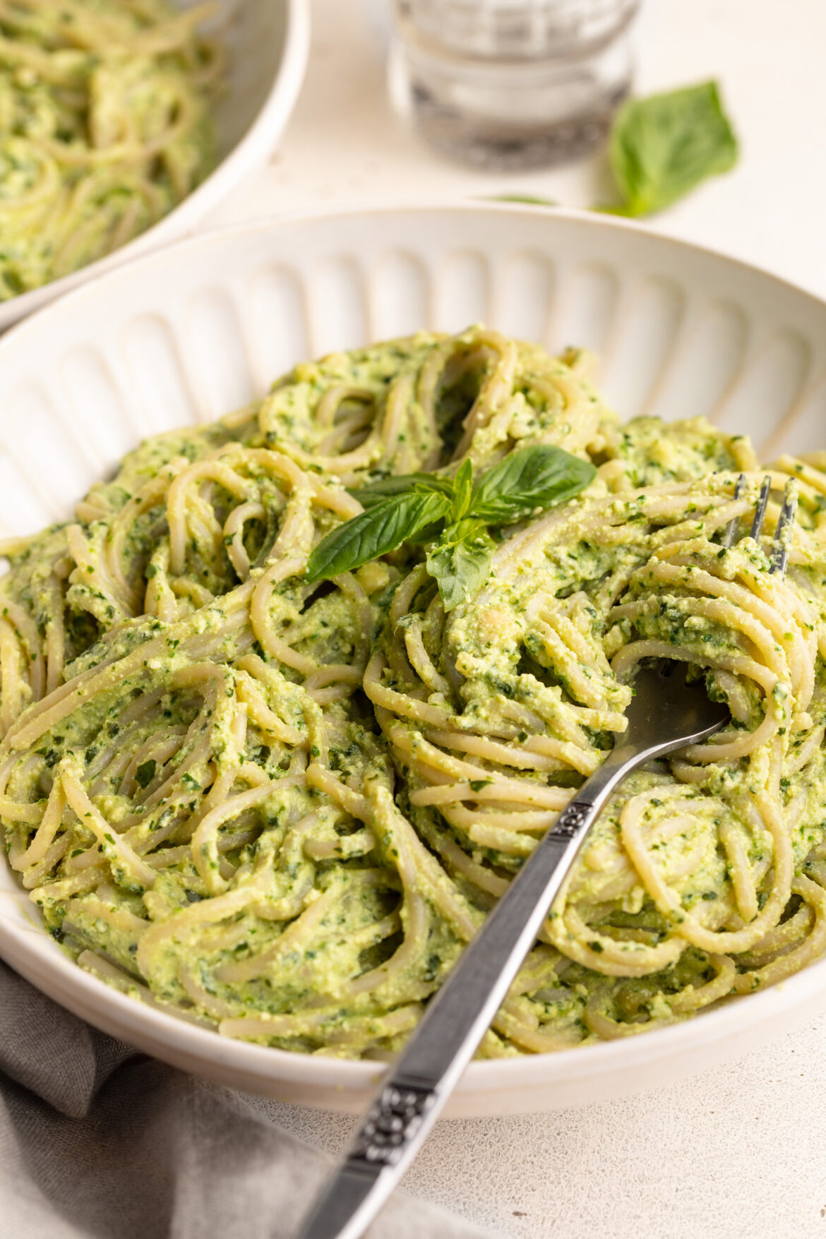 High Protein Pesto Pasta (dairy-free!)